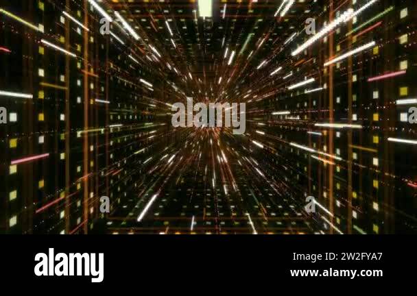 Futuristic Shining Tunnel With Stream Of Lines Animation Beautiful Dive Into Cyber Space Of