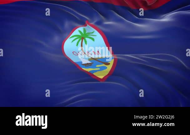 Guam (U.S. state) flag with highly detailed fabric texture. Seamless ...
