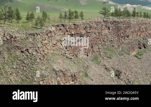 Broken and Crumbled Rocks Spilling From the Canyon Slope Ridge Towards ...