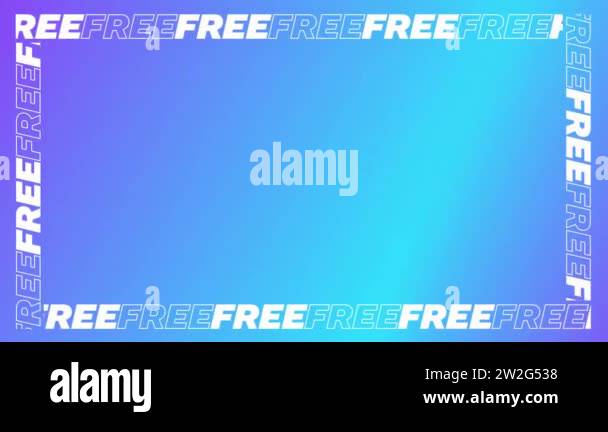 Seamlessly looping border of multiple words "FREE" on purple and blue ...