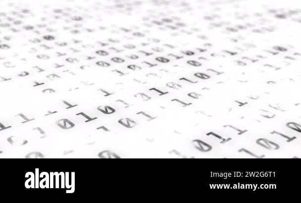 Binary codes with black color font are projected on a white background ...