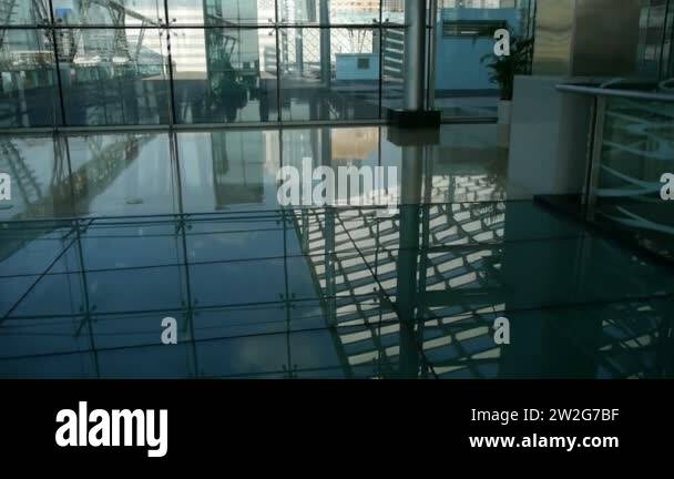 Smooth surface,reflection of roof,Luxury mall glass house,hall,Shadow ...