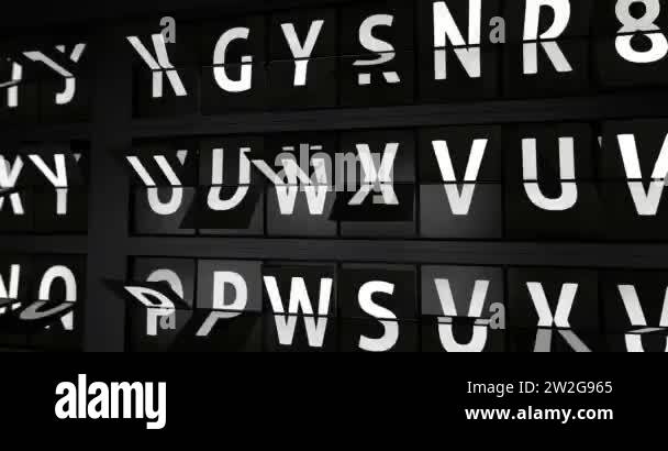 3D generated animation, analog flight information display board with ...
