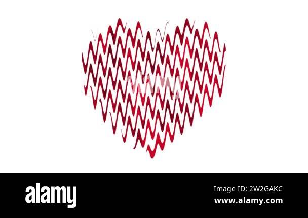 Liquid heart animation with modern red waves on the white background ...