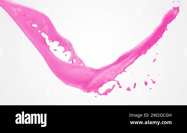 Abstract realistic 3D pink liquid splashing and pouring with alpha ...