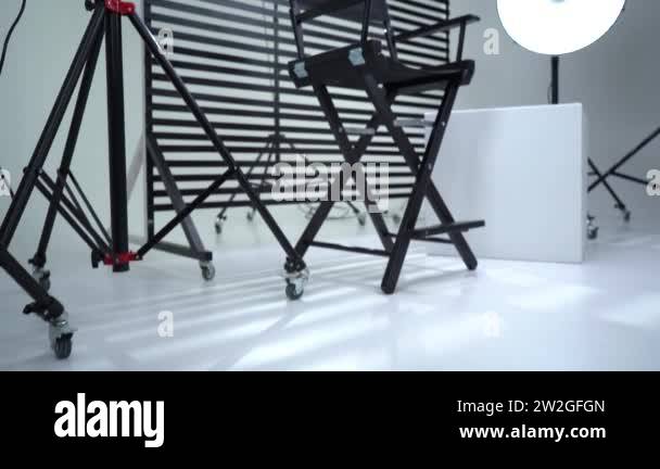 Black and White Cyclorama. Dark room. Modern photo studio with ...