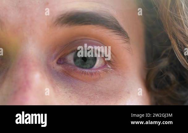 Close-up human eye with Dollar. US Dollar shows up in his eyes. Dollar ...