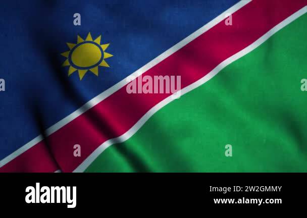 Namibia flag waving in the wind. National flag of Namibia. Sign of ...