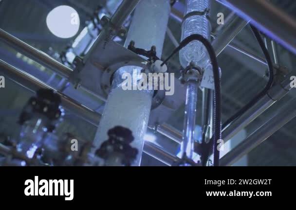 Water flows in a transparent pipe. Transparent pipe to show water flows ...