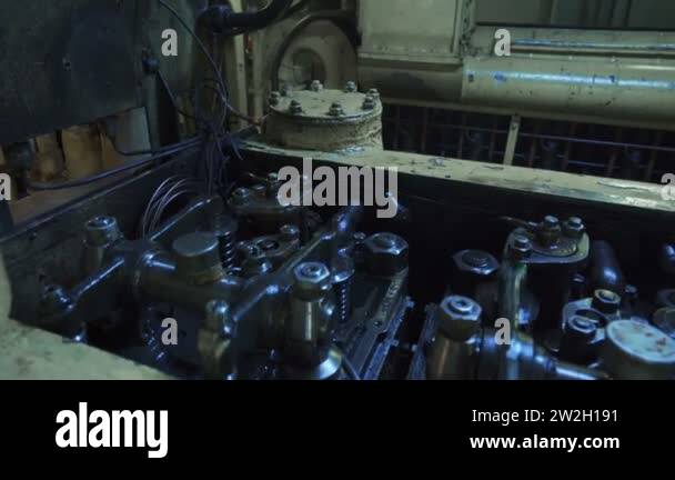 The old diesel engine is running. The motor valves are working. The ...