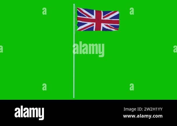 Great Britain Flag Waving on wind on green screen or chroma key ...