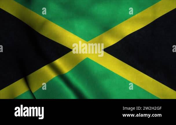 Jamaica flag waving in the wind. Seamless loop with highly detailed ...