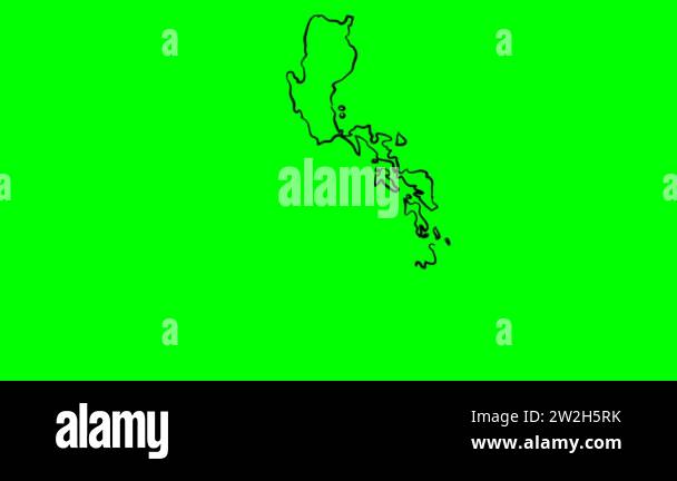 Philippines drawing outline map green screen isolated Stock Video ...