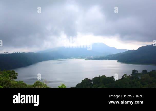 Aerial view of rock cliff at Kawah Ijen volcano with turquoise sulfur ...