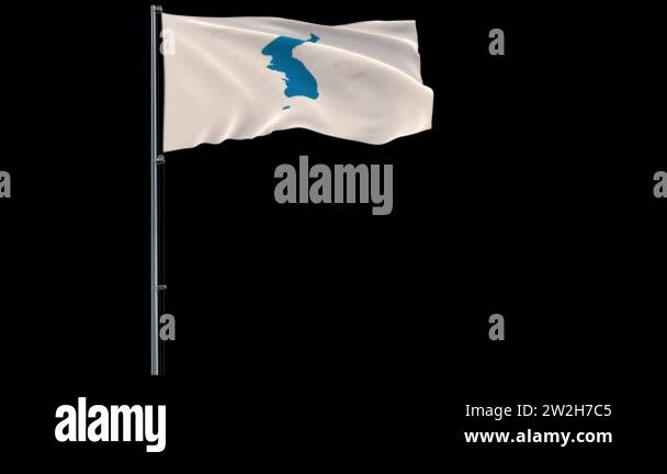 Unification flag of Korea flag on transparent background, 4k footage ...