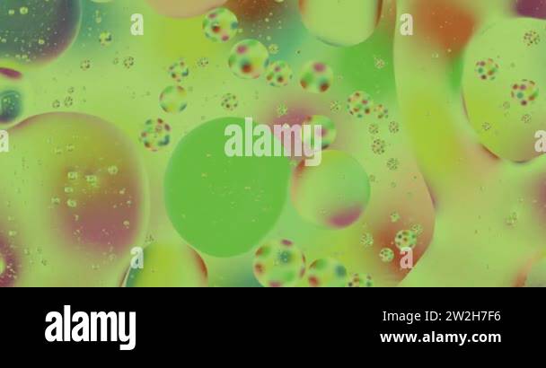 Movement oxygen bubbles in a liquid. Beautiful structure of water in ...
