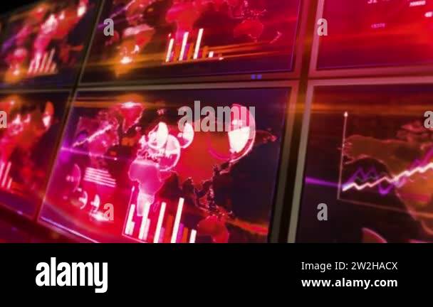 Chart and economic graph on moving computer screens loop. Business ...