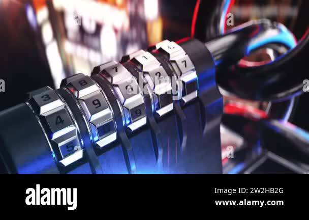 Brute force opening of combination lock, hacking attack, security ...
