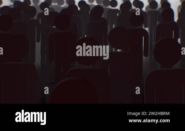 Crowd of People Going in the Dark and in the Light. Silhouette 3d ...