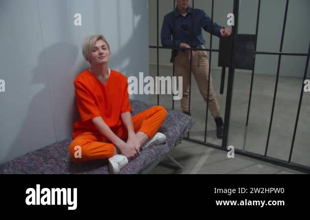 Prison cell in a female prison. Sliding Stock Video Footage - Alamy