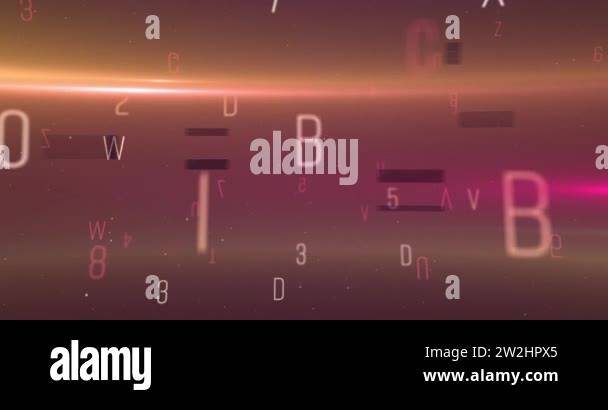 Digital animation of random letters in the alphabet and numbers moving ...