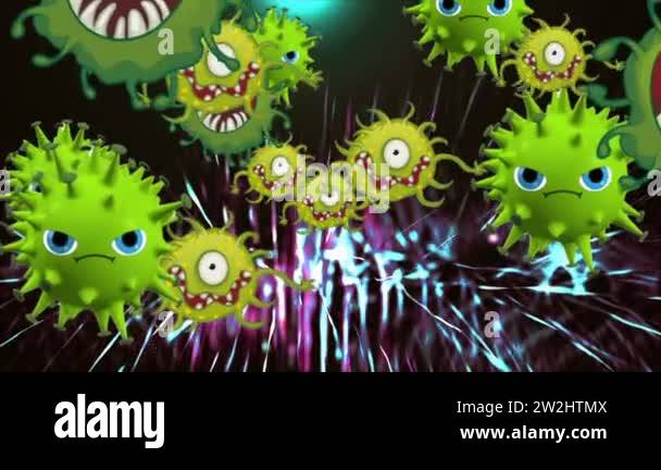 Medical illustration 2d, 3d animation background of cells, bacteria ...
