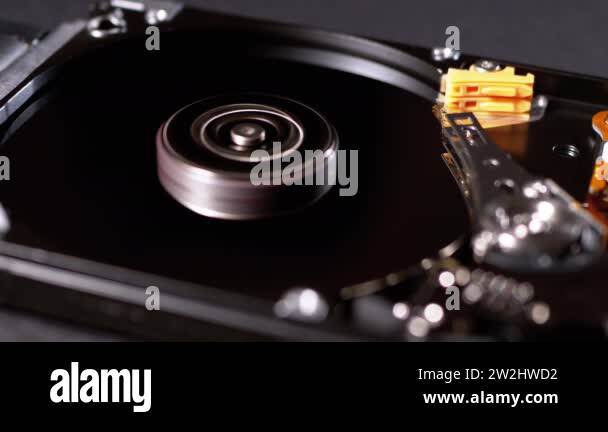 Hard Disk Drive Inside. Structure of HDD, Spinning Platter. Move ...