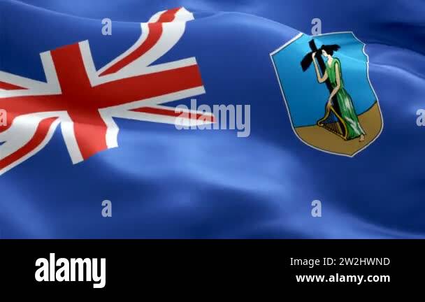Montserrat waving flag. National 3d Montserratian flag waving. Sign of ...