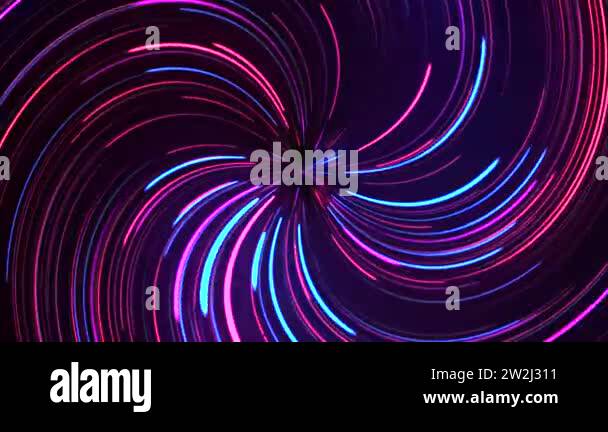 Warp effect with a funnel, flying through stars, neon blue, purple and ...