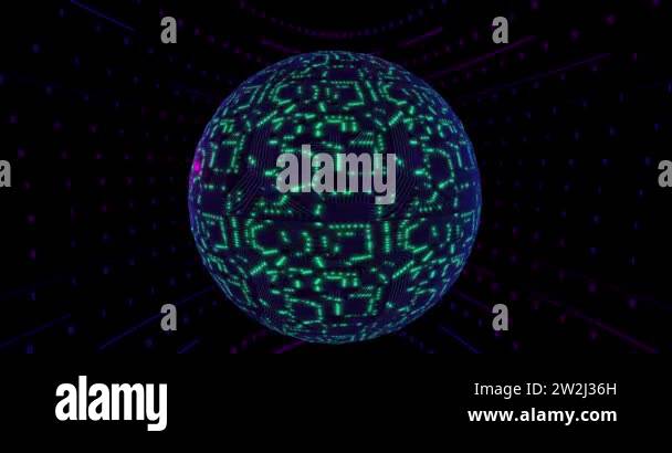 3D digital concept, sphere planet with circuit board and cpu. Digital ...