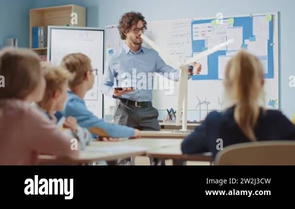 Elementary School Physics Teacher Uses Interactive Digital Tablet to ...