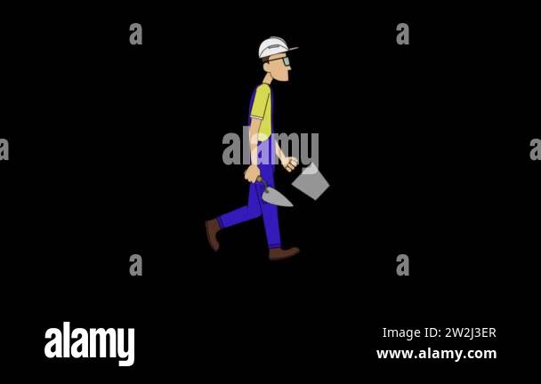 Worker with a putty knife walk cycle. Loop animation with included ...