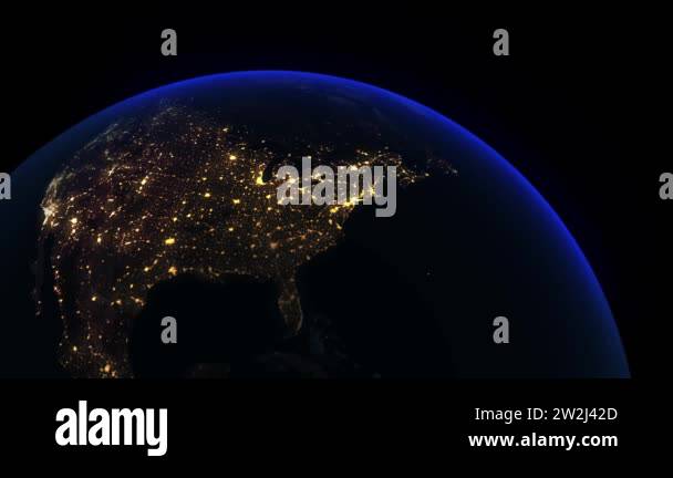Planet Earth, view from space. 3d terrestrial globe. Rotating animation ...