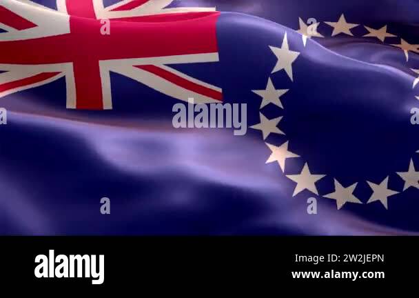 Flag of Cook Islands waving in the wind. 4K High Resolution Full HD ...