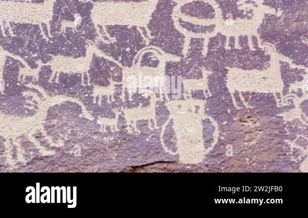 Close view of The Great Hunt panel in Nine Mile Canyon viewing the ...