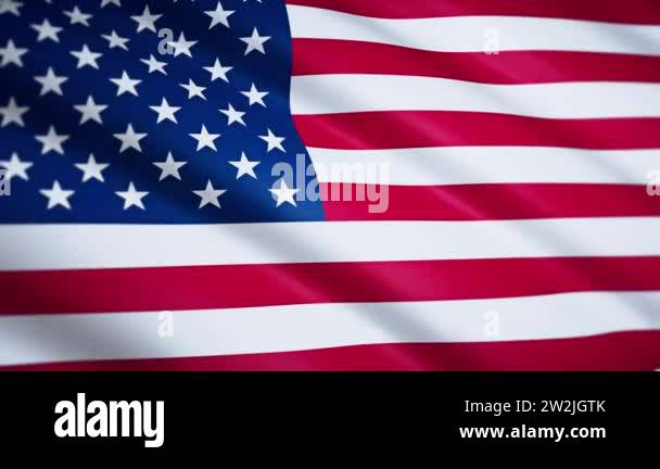 Flag of the United States of America close-up. Fluttering in the wind ...