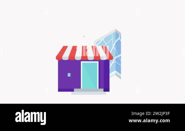 Store with pin and map flat animation Stock Video Footage - Alamy