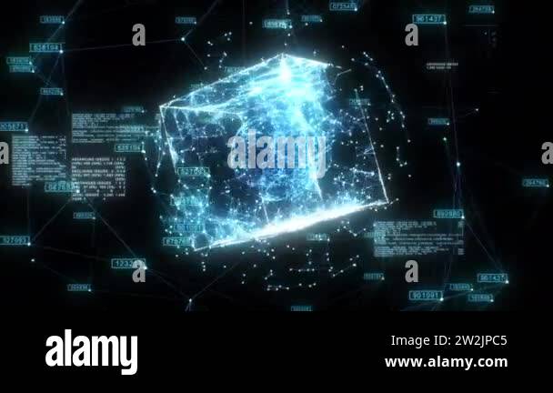 Beautiful Hologram of Digital Global Business Network Rotating in Cyberspace Seamless. Looped 3d ...