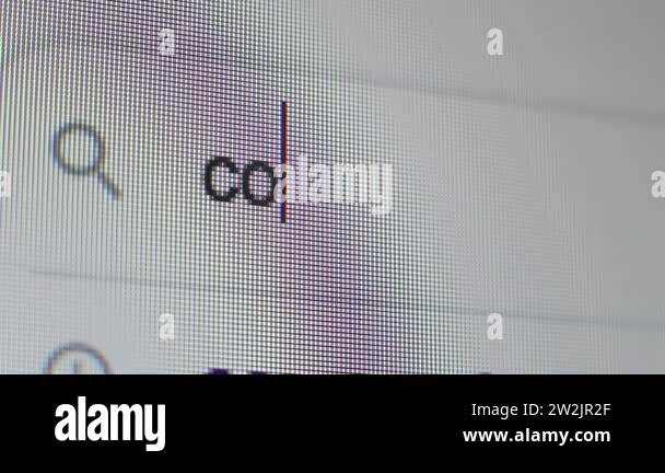 Covid 19 stat search bar extreme close-up typing text box. Macro Stock ...