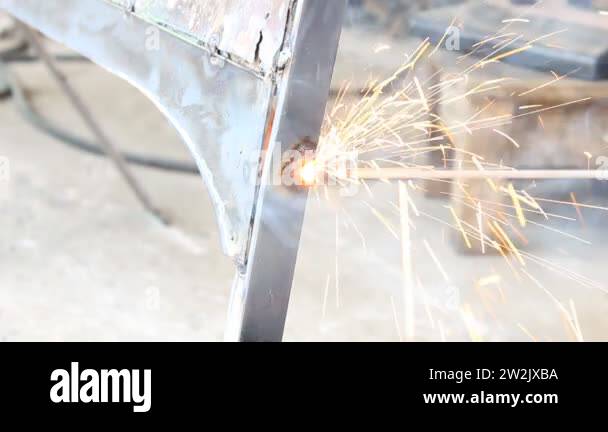 Spot Arc Welding the Car Part: Electric Stick Arc Welding Stock Video ...