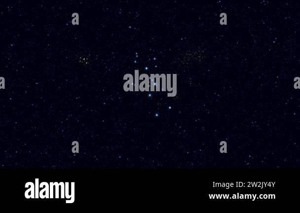 Taurus (The Bull) constellation, gradually zooming rotating image with ...