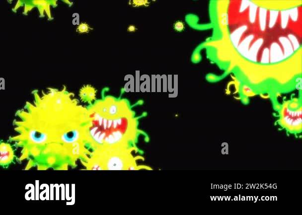 Medical illustration 2d, 3d animation background of cells, bacteria ...