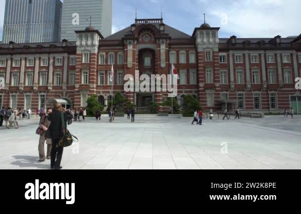 4K People walking at Tokyo Station in exterior day. Railway station in ...