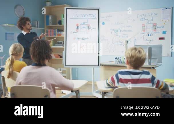 Elementary School Physics Teacher Uses Interactive Digital Whiteboard ...