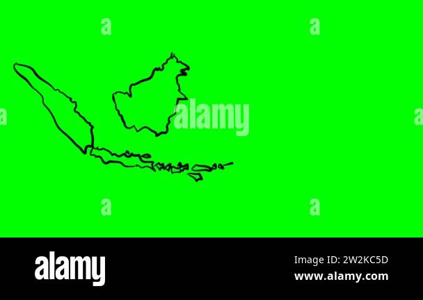 Indonesia drawing outline map green screen isolated Stock Video Footage ...