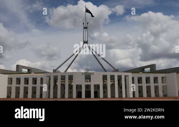Facade and entrance to the federal parliament building open for public ...