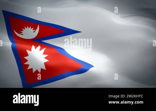 Nepali flag Closeup 1080p Full HD 1920X1080 footage video waving in ...