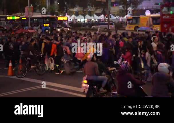 Taipei, Taiwan-05 February, 2017: 4K Timelaps Sidewalk view of walking ...