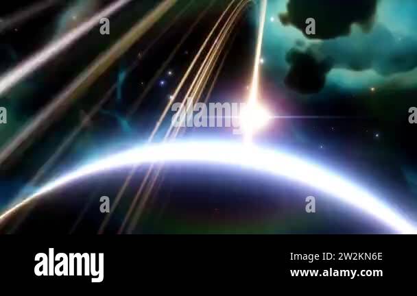 Interstellar space travel universe. 4K 3D animation in outer space ...