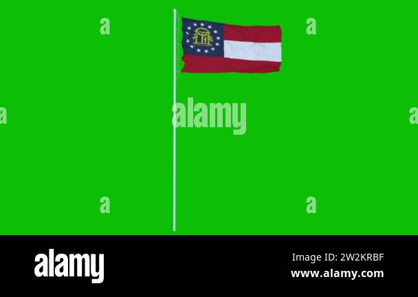 Georgia US state Flag Waving on wind on green screen or chroma key ...